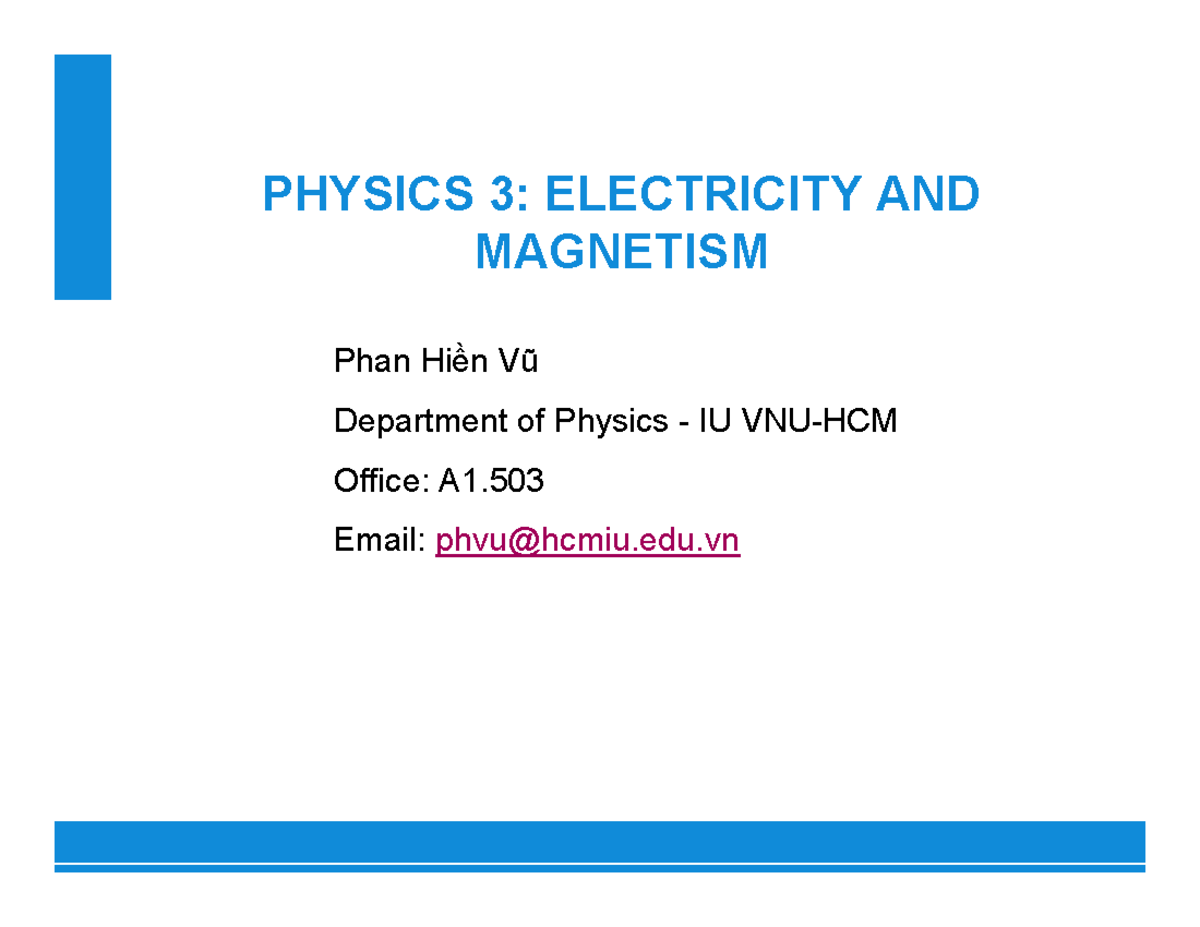 PHYS 3: Electricity & Magnetism Midterm Review Notes - Studocu