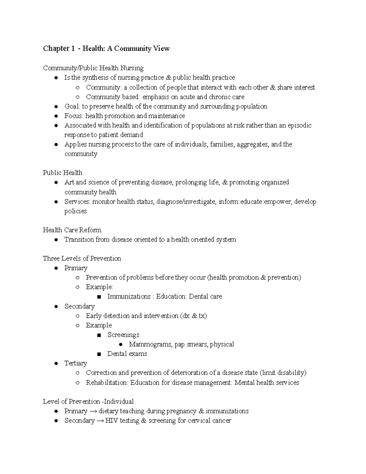 Community Health Week1 - Chapter 1 Health: A Community View Health ...
