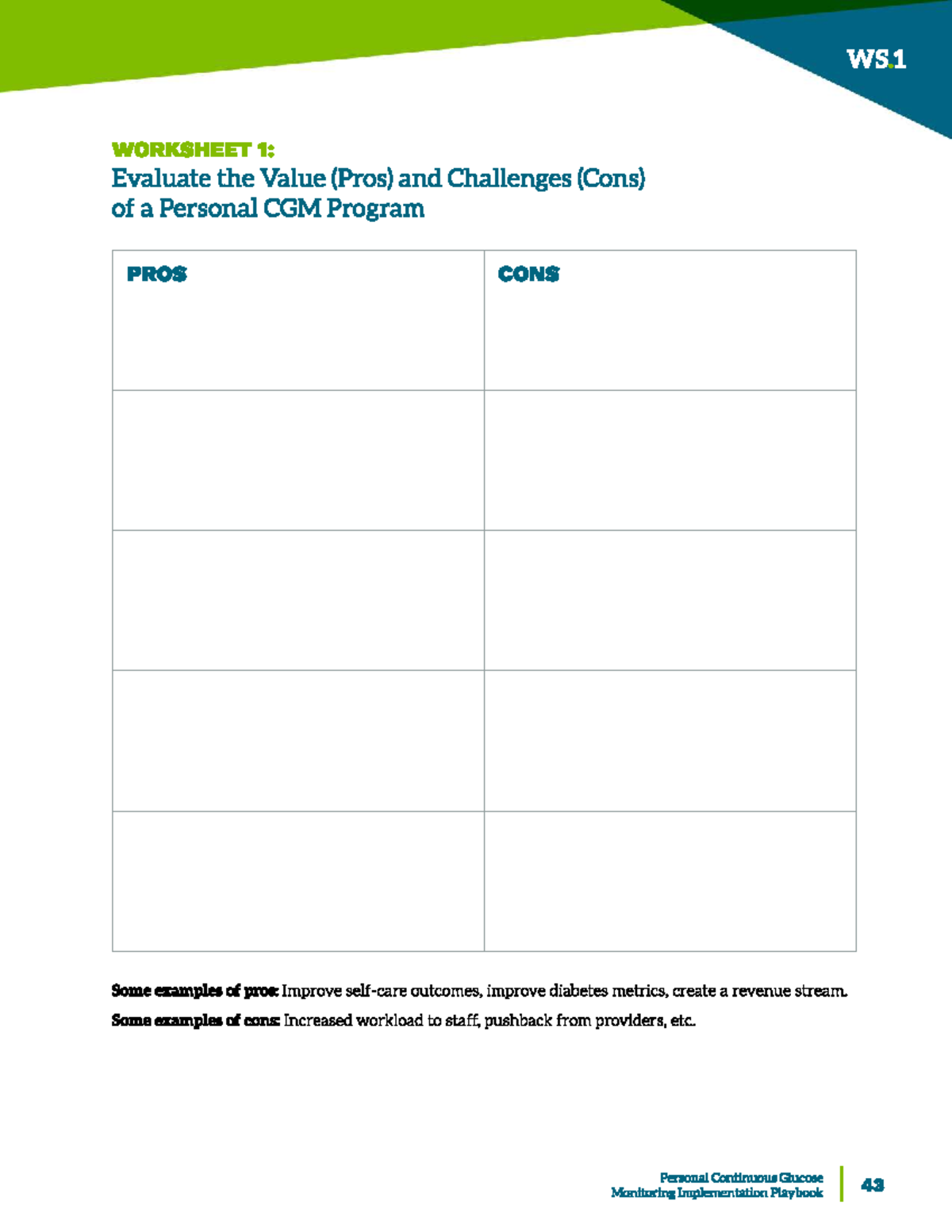 Worksheet 1 - evaluate pros & cons - NURS 460 - WS WORKSHEET 1 ...