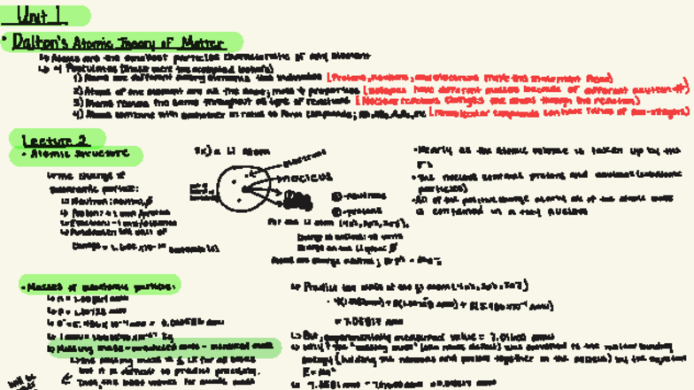 Unit 1 - Atomic Theory & Structure Notes (CHEM 101) - Studocu