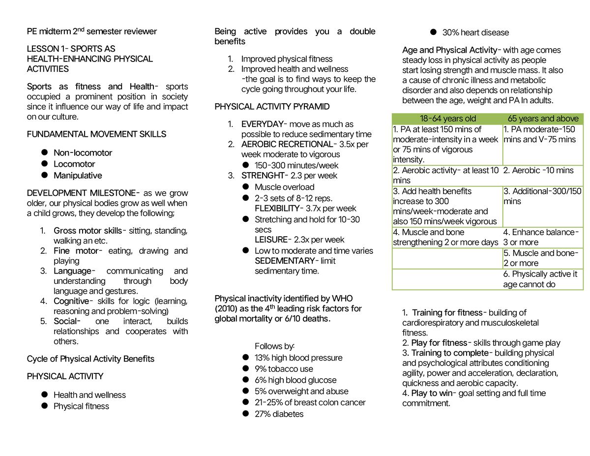 PE midterm 2nd semester reviewer - PE midterm 2nd semester reviewer ...