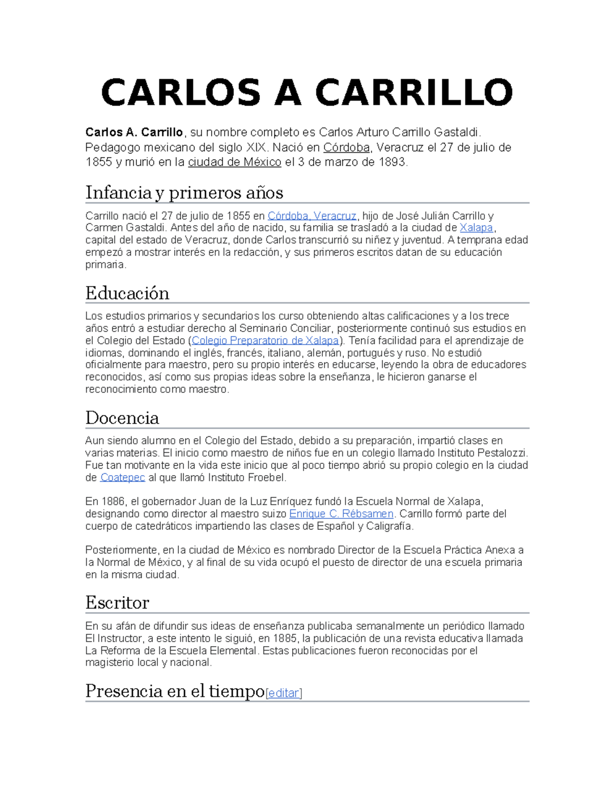 Biografía de Carlos A. Carrillo: Un Pedagogo Mexicano del Siglo XIX ...