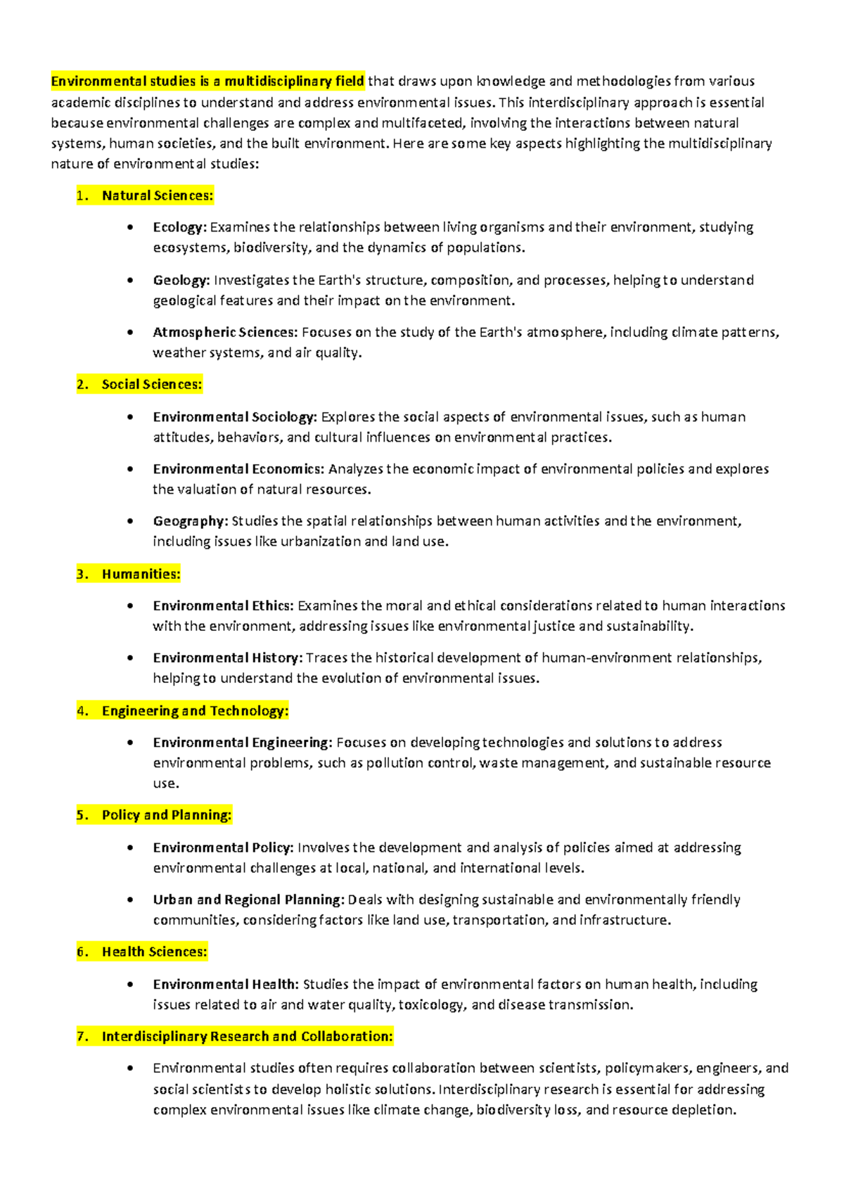 Evs sem 1 notes - evs - Environmental studies is a multidisciplinary ...