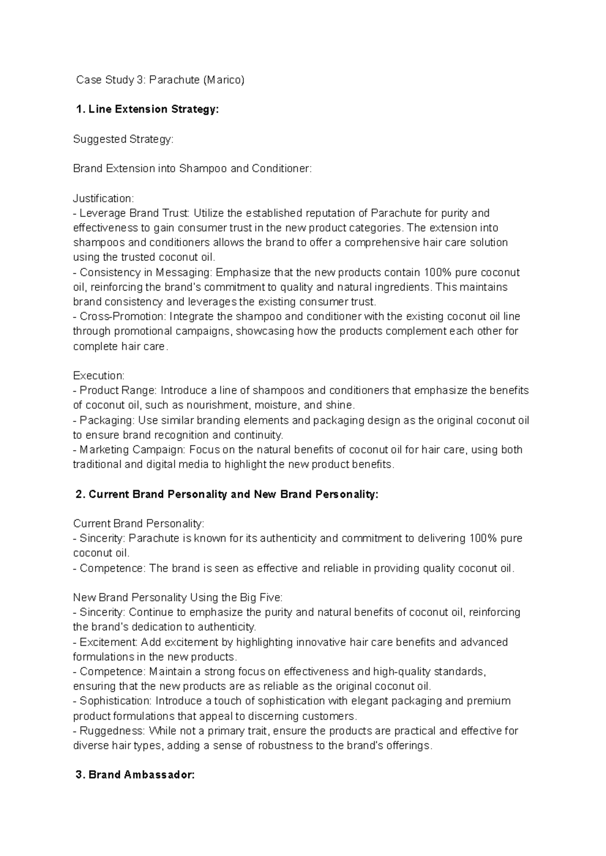 Case Study 3: Parachute (Marico) Brand Extension Strategy Analysis ...