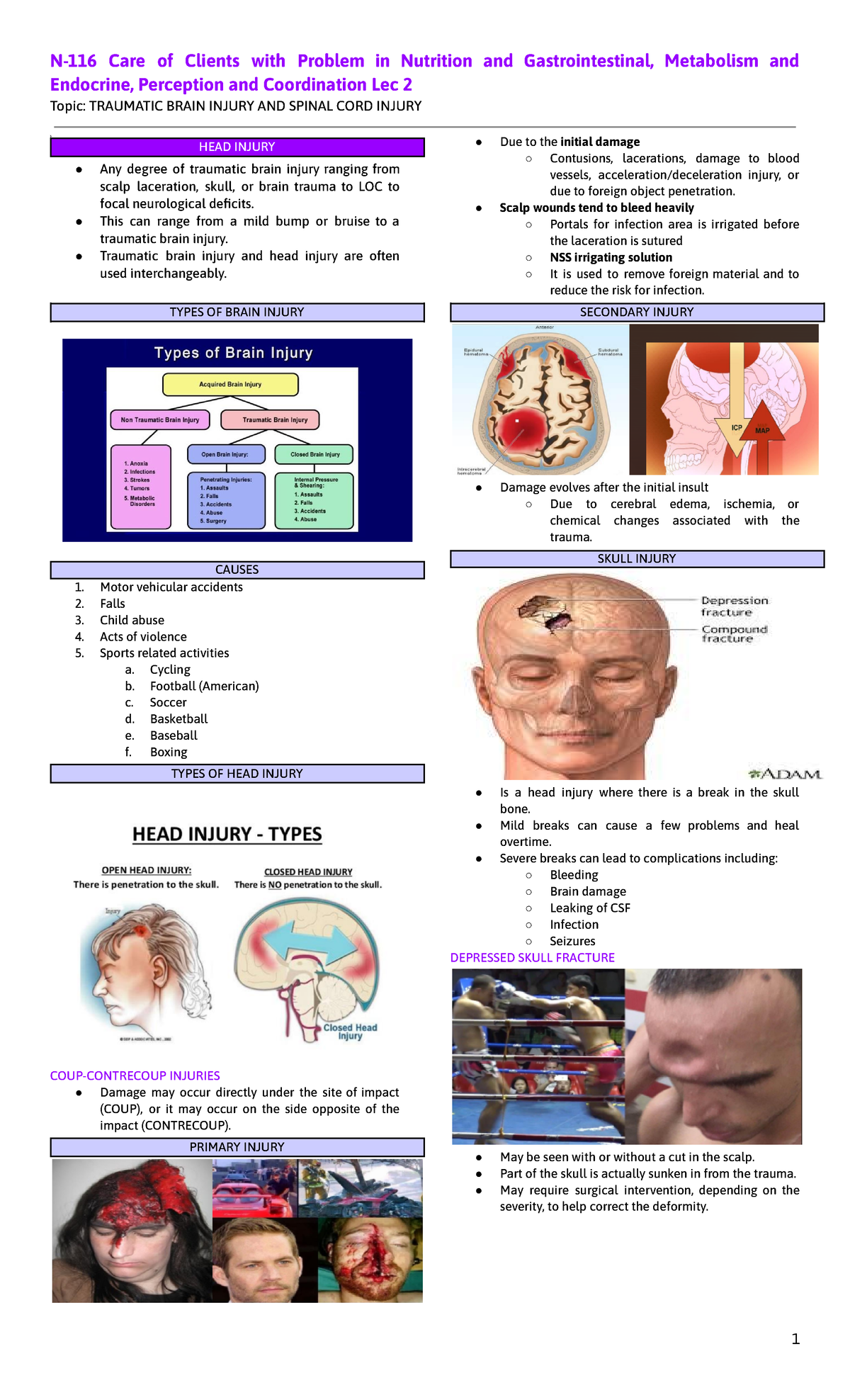 SCI and TBI - Notes for neurological disorders: Spinal Cord Injury and ...