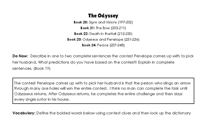 Odyssey (ENG 101): Summaries of Books 20-24 - Key Events & Analysis ...