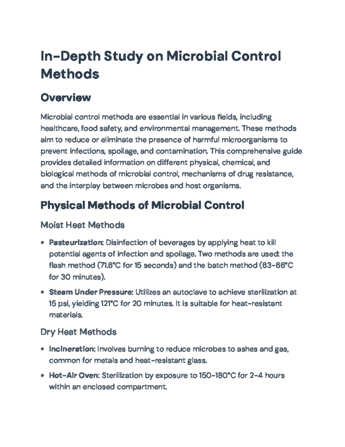 Comprehensive Guide to Microbial Control Methods (BIO 101) - Studocu