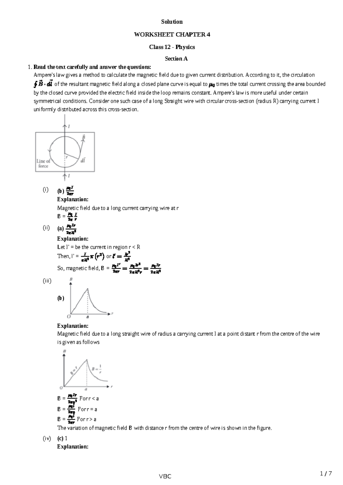 MCM ws soln - do well - Solution WORKSHEET CHAPTER 4 Class 12 - Physics ...