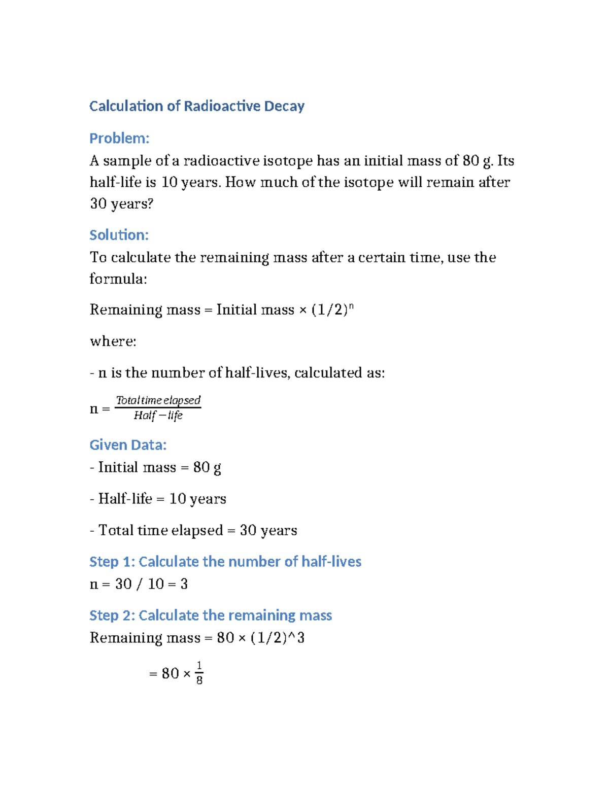 Radioactive Decay Calculation - Calculation of Radioactive Decay ...