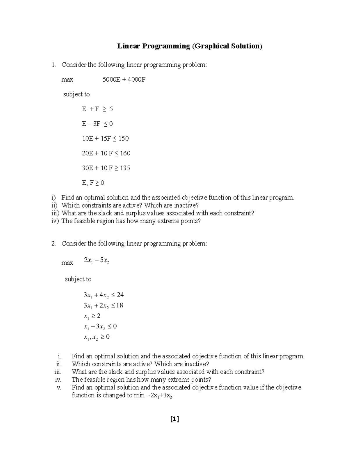 Graphical Solution to Linear Programming Problem - MBA - Studocu