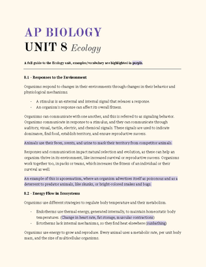 Ecology Study Guide - Ecology Study Guide ecosystem - an ecosystem is ...