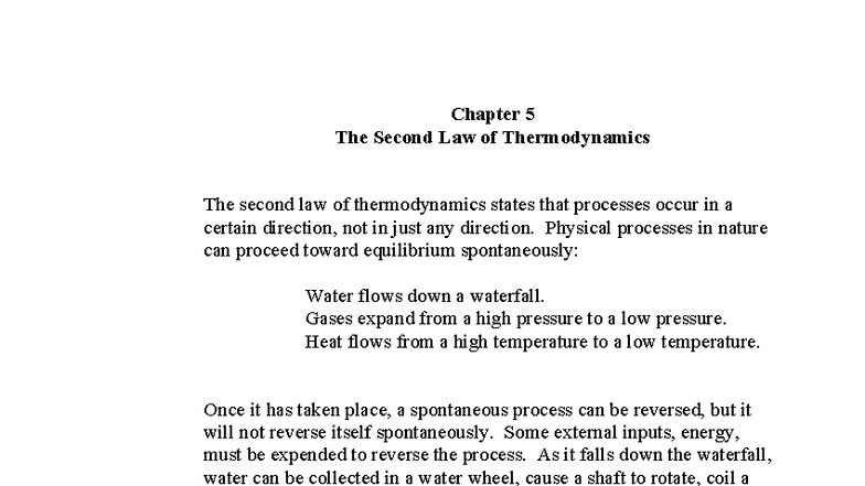 Chapter 5: The Second Law of Thermodynamics Explained - Studocu