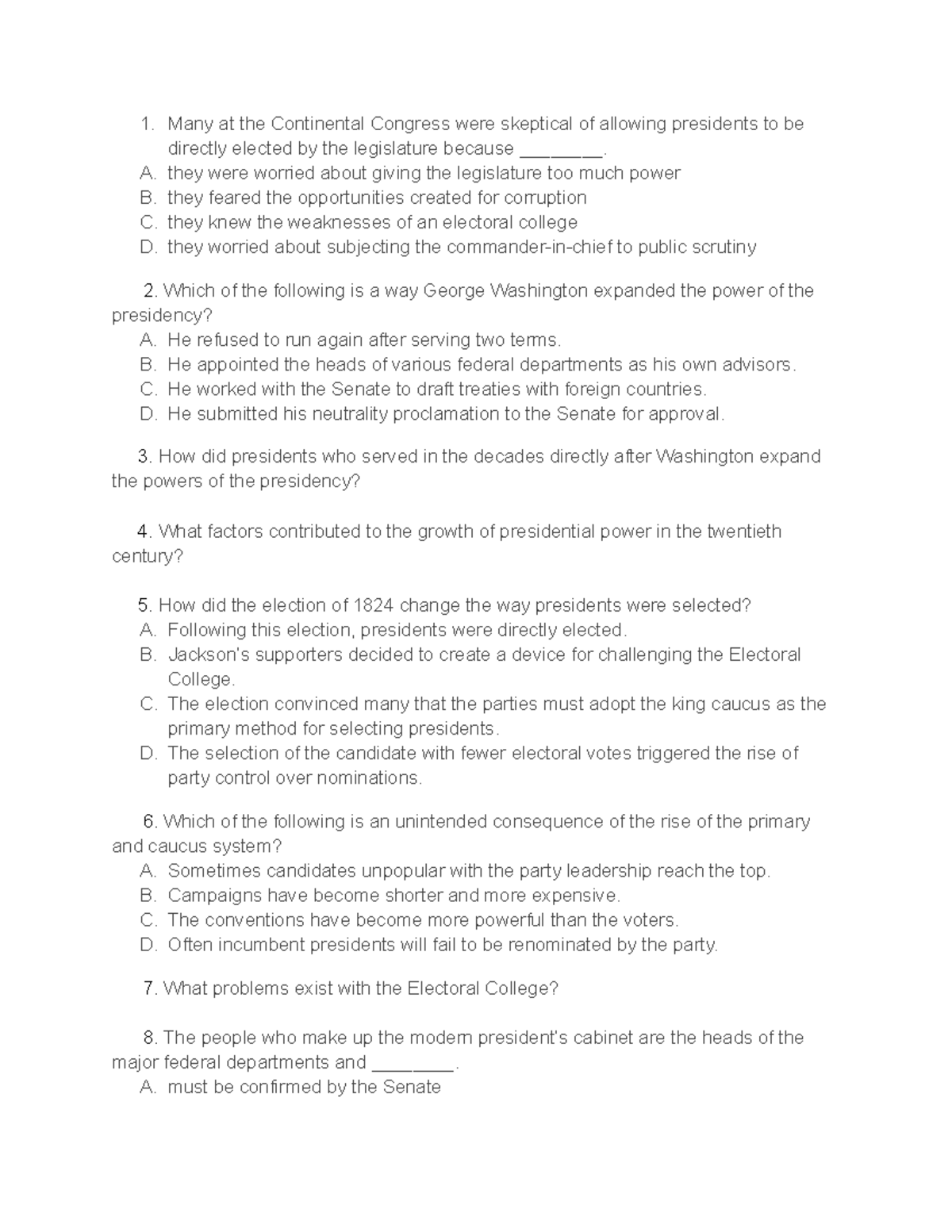 Chap 12 Study Guide: Expanding Presidential Power and Elections - Studocu