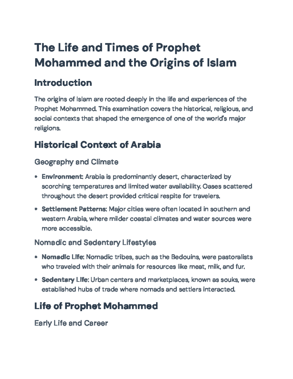 The Life and Legacy of Prophet Mohammed: An Overview of Islam's Origins ...