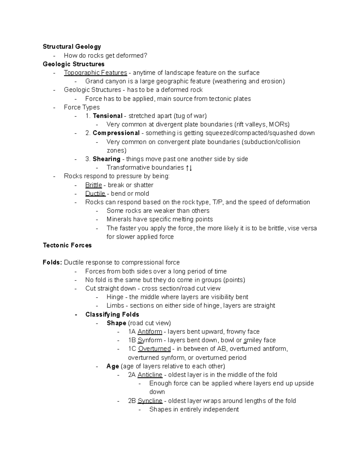 GEO1010 - Overview of Structural Geology Concepts and Deformation - Studocu
