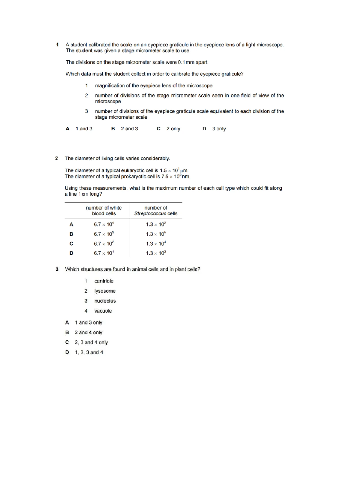 BIO MCQ 933 - Multiple Choice Questions for Biology Exam - Studocu