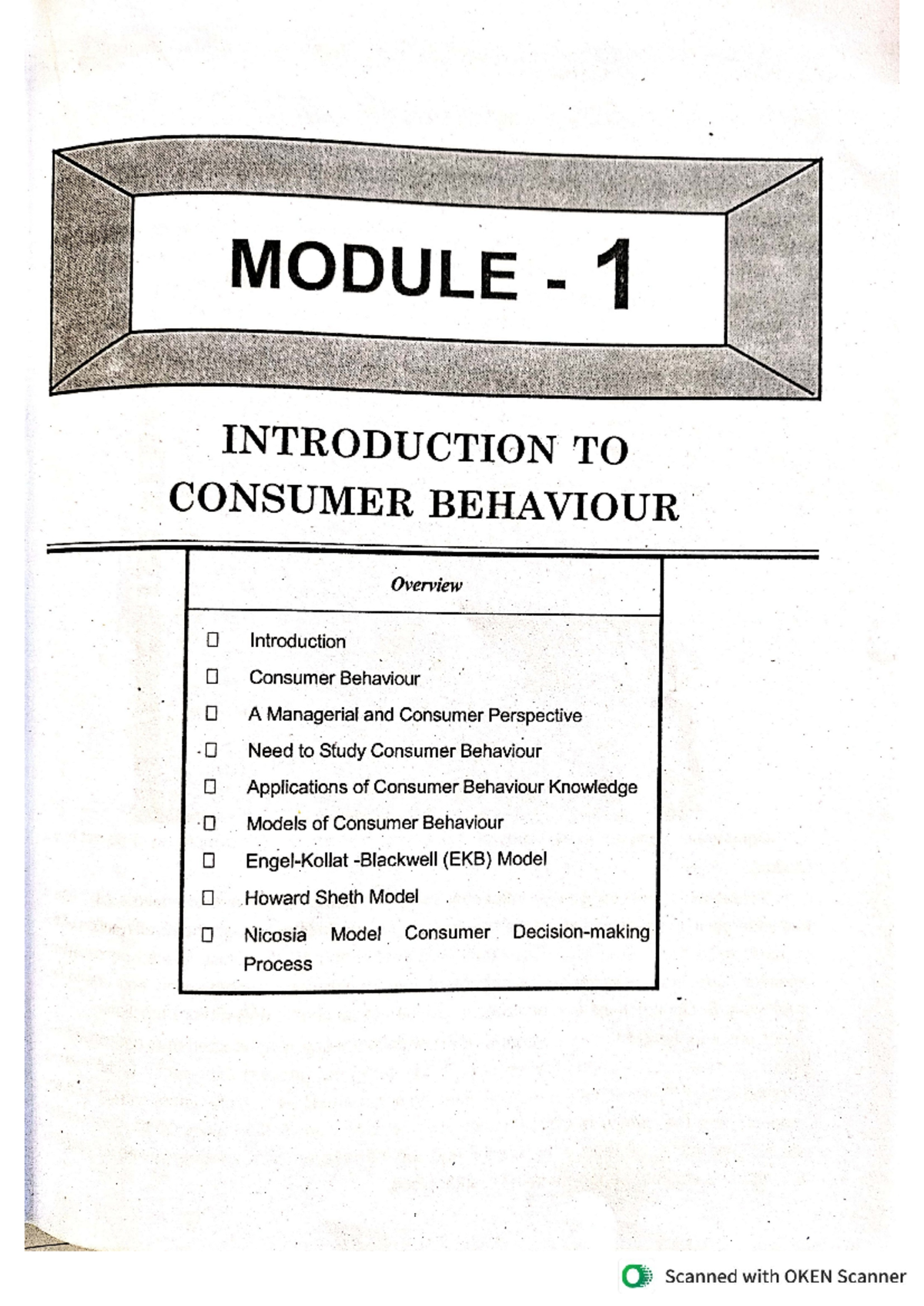 Module 1 CBMR 3 - Comprehensive Overview of Consumer Behaviour - Studocu