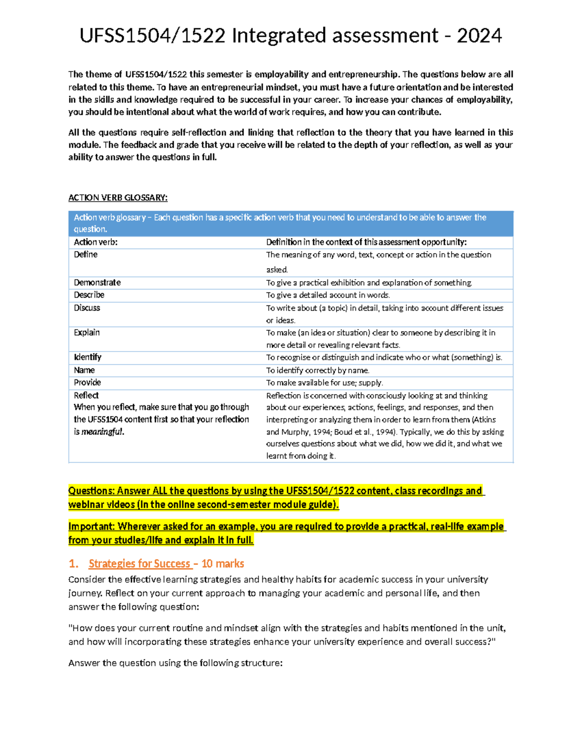 UFSS Integrated Assessment 2024: Employability & Entrepreneurial ...