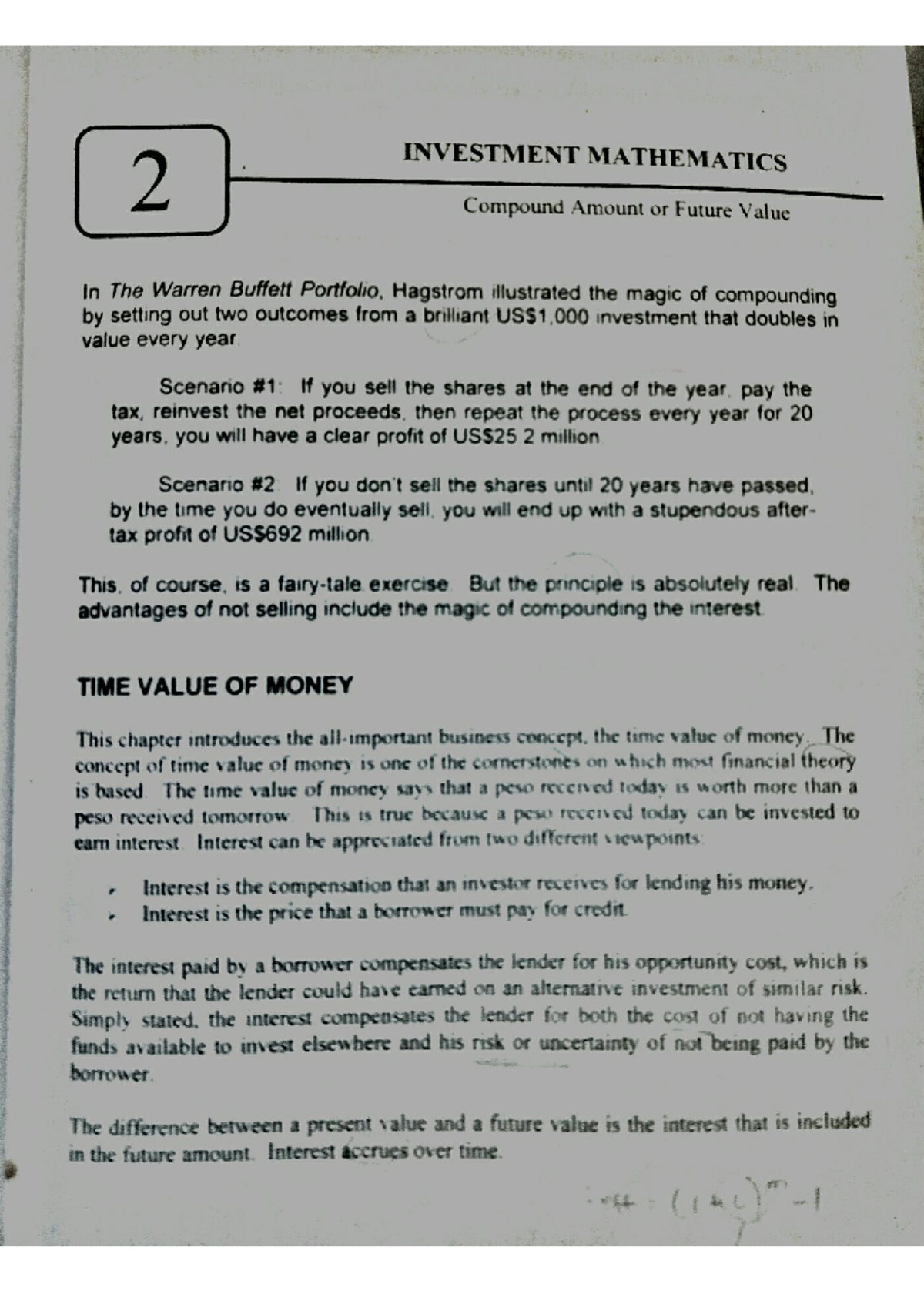 FIN 101: Chapter 2 - Investment Mathematics & Time Value of Money - Studocu