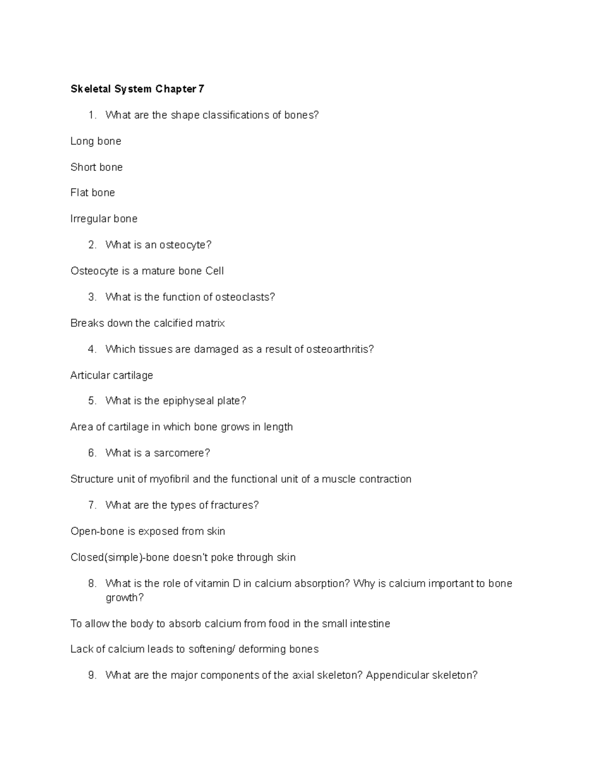 Biology Exam Prep: Skeletal, Muscular & Endocrine Systems Notes - Studocu