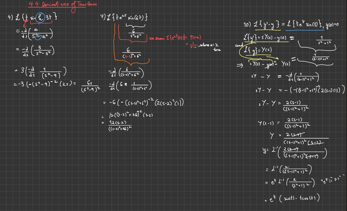 4.4 Exercises on Derivatives of Transforms - Studocu