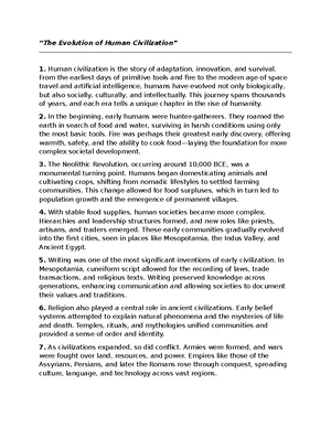 The Evolution of Human Civilizatio 1 - “The Evolution of Human ...