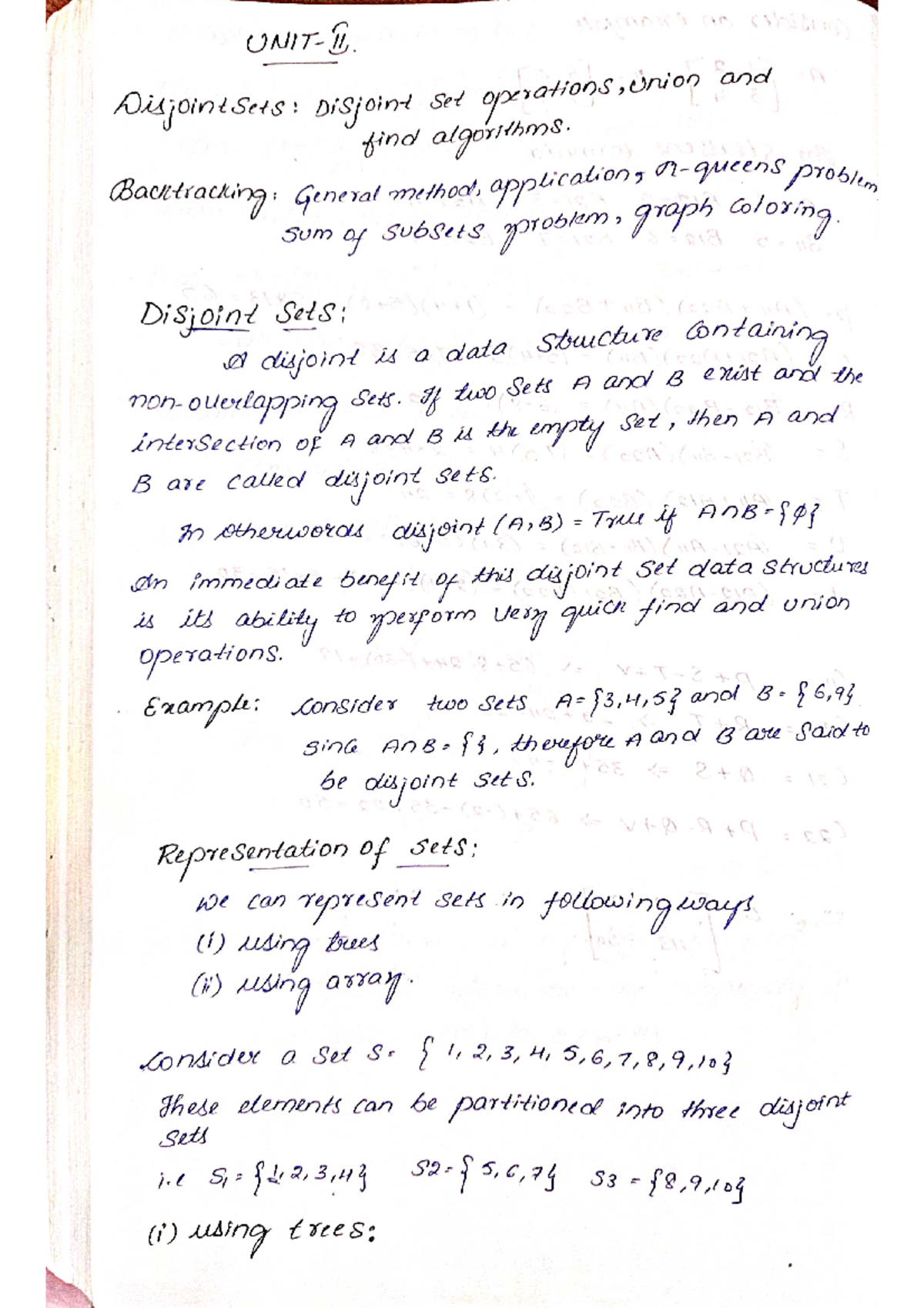 Unit 2 DAA: Disjoint Sets & Backtracking Techniques Explained - Studocu