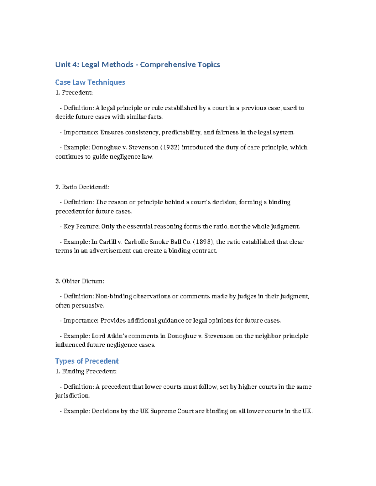 Unit 4 Legal Methods Full Details - Unit 4: Legal Methods ...