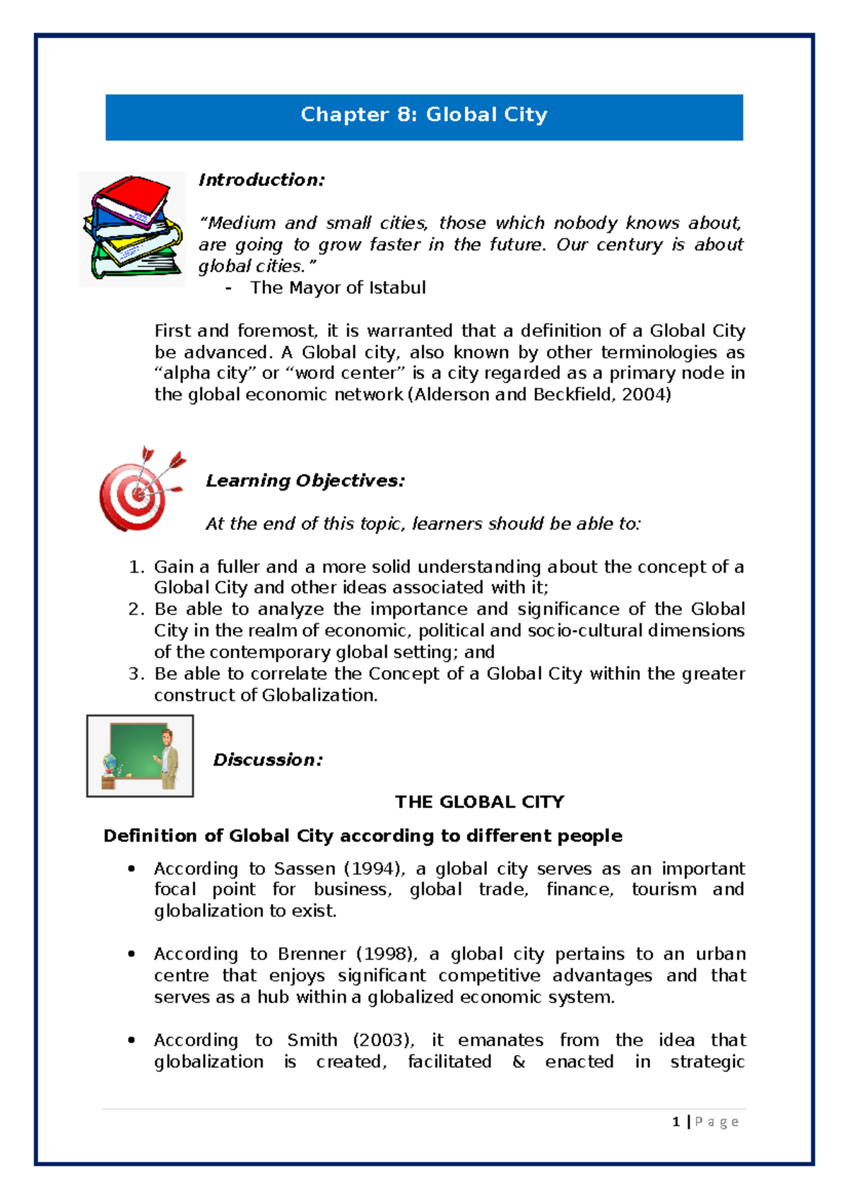 Soc Sci 103: Chapter 8 - Understanding Global Cities and Their Impact ...