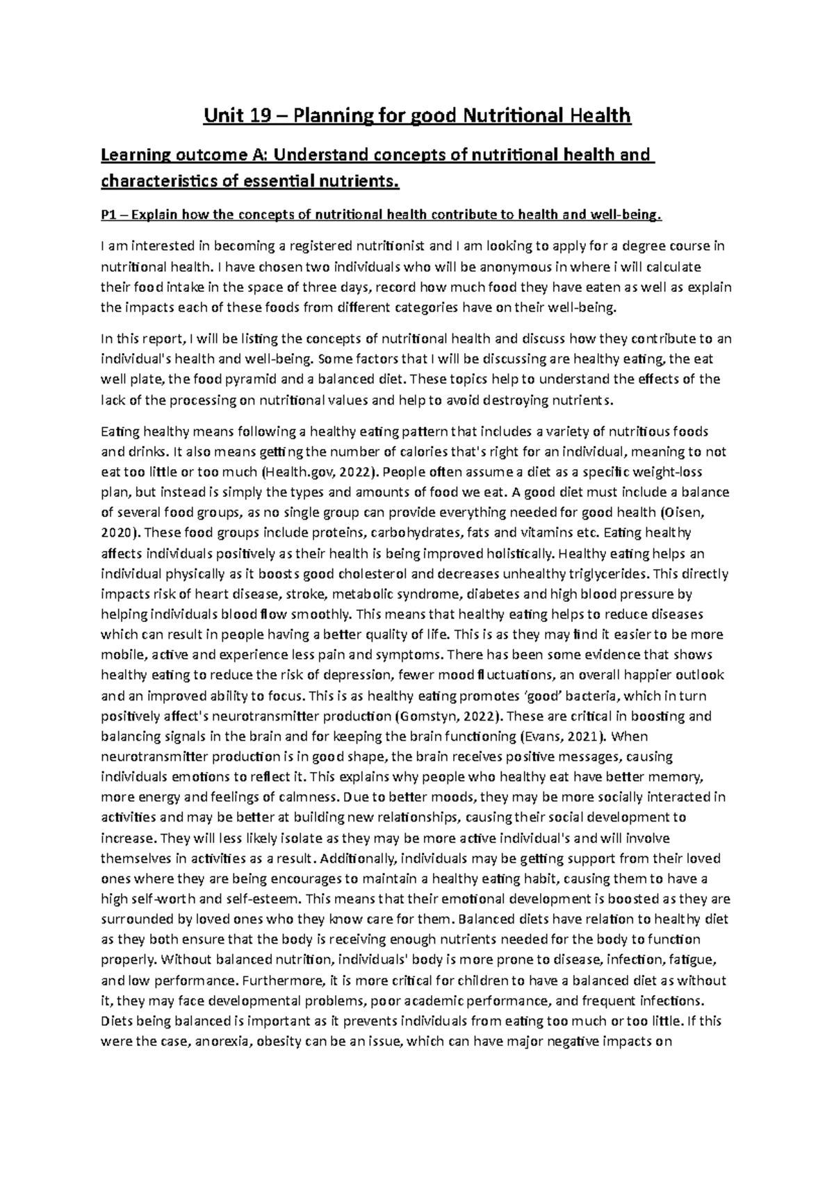 NUTR 101 - Unit 19: Comprehensive Overview of Nutritional Health Issues ...