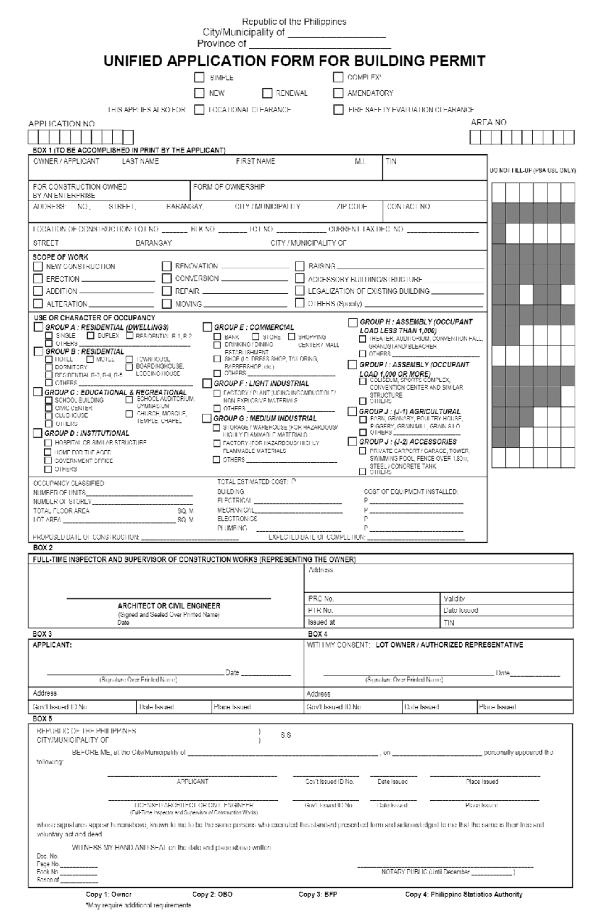 Unified Building Permit Application Form for Simple New & Renewal - Studocu