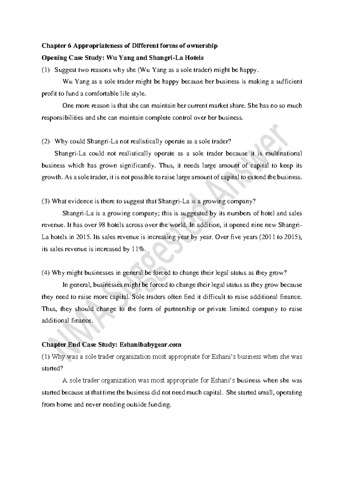Business Chapter 6 Suggested Answer - Chapter 6 Appropriateness of ...