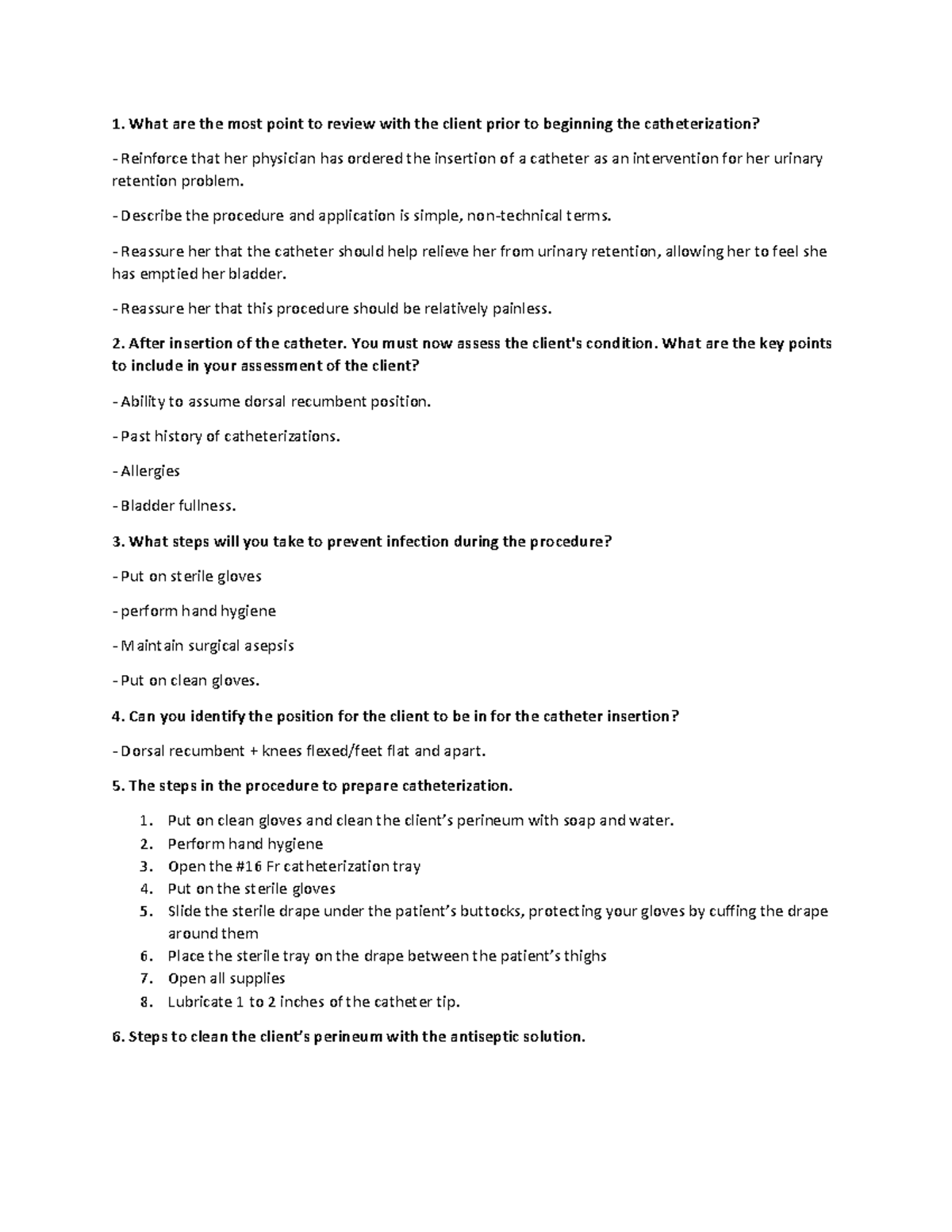 Catheterization Procedure Guidelines: Key Steps & Considerations - Studocu