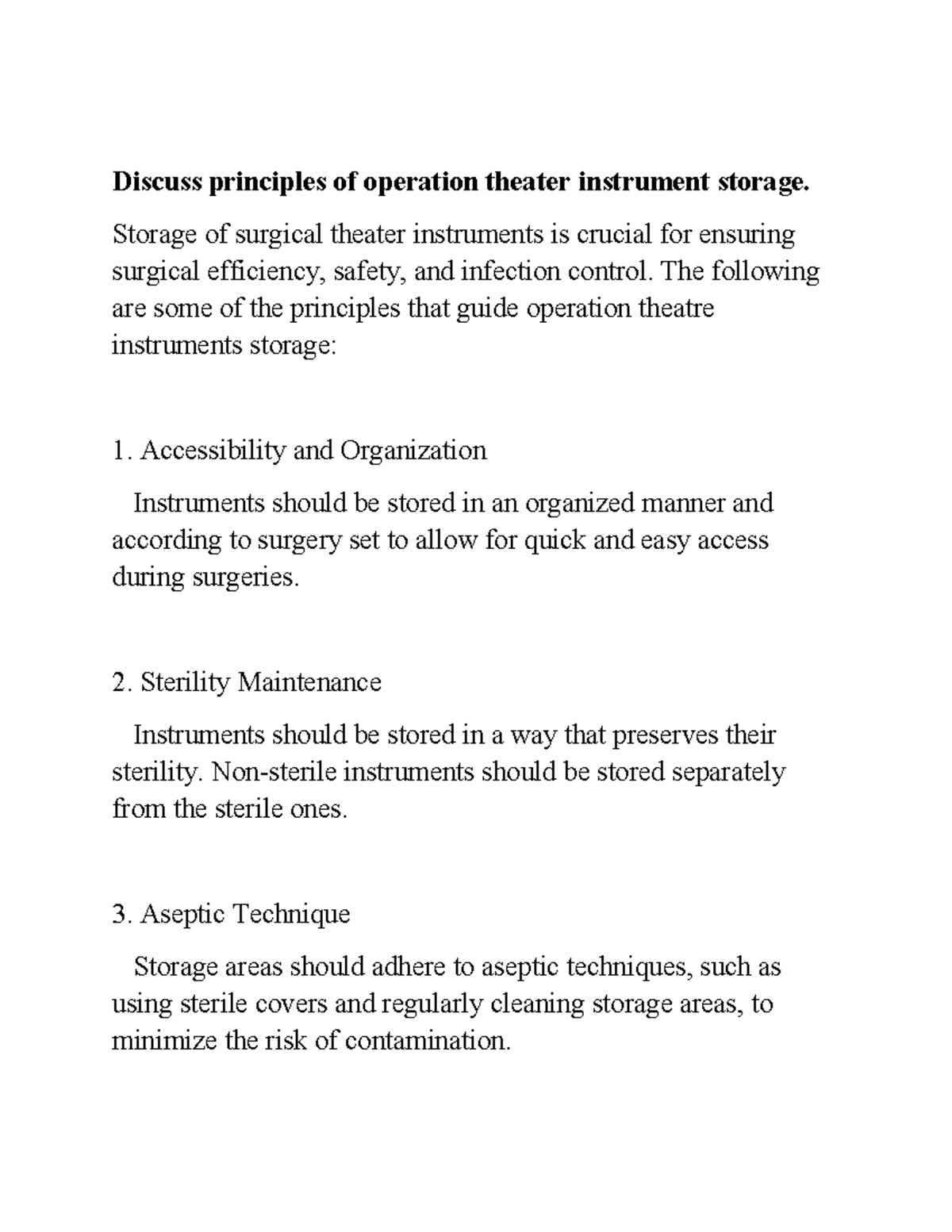 Principles of OT Instrument Storage and Testing for Efficiency - Studocu