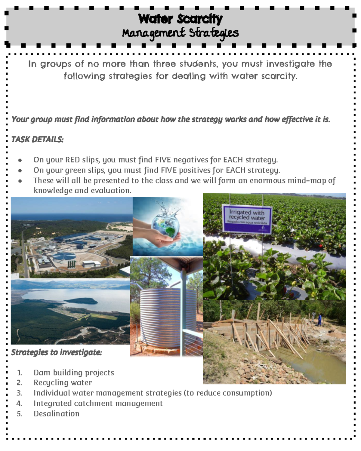 Water Scarcity Management Strategies: Group Project Overview - Studocu