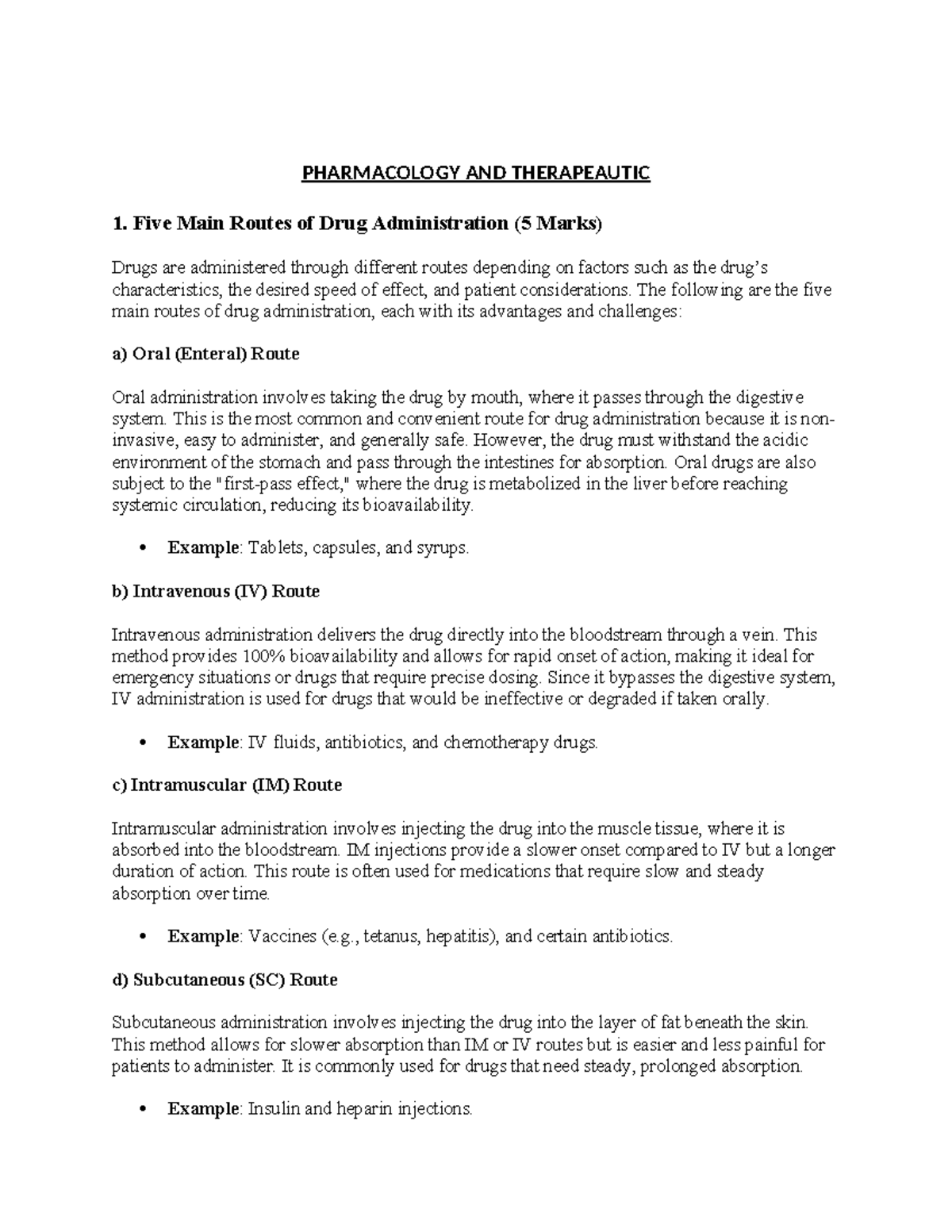 Pharmacology - REVISION MATERIAL - PHARMACOLOGY AND THERAPEAUTIC 1 ...