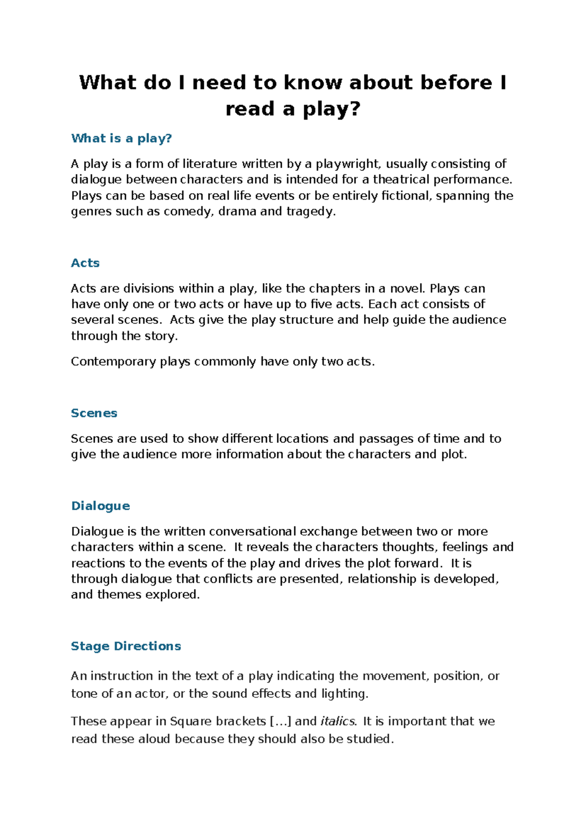 How to Read a Play: Key Concepts and Insights - Studocu