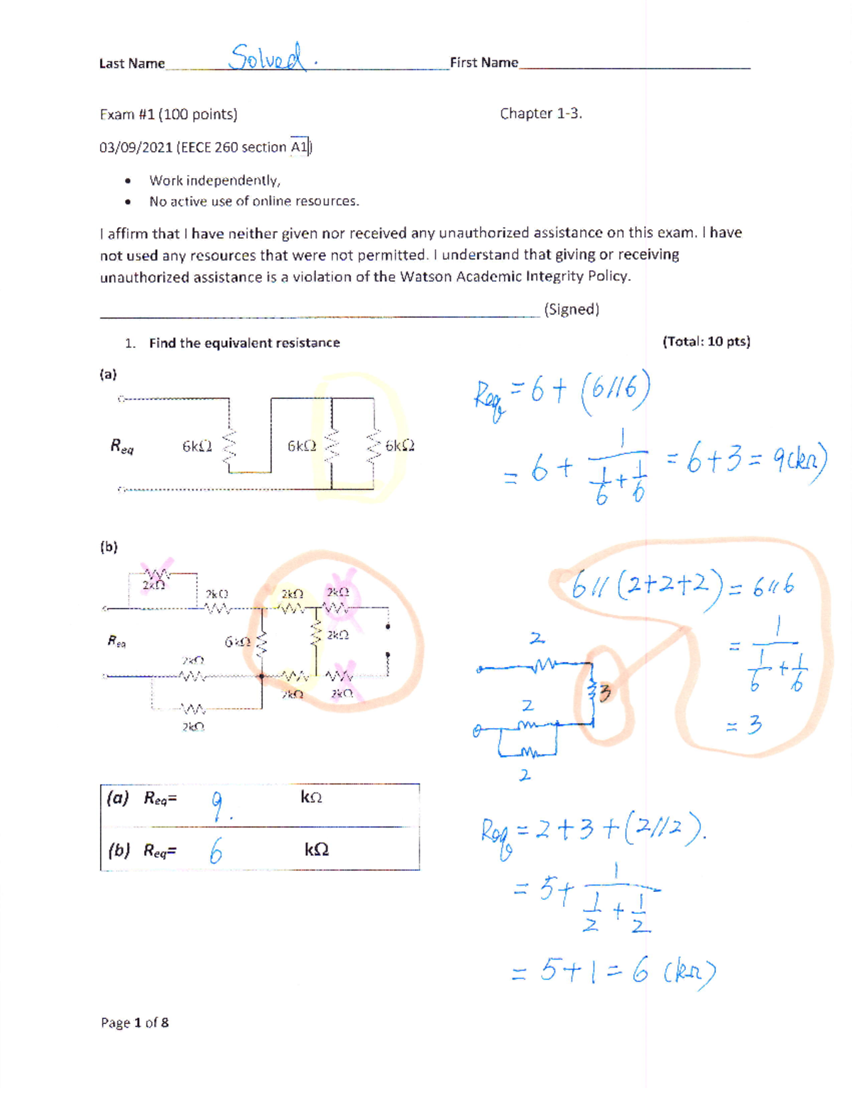 EECE 260 Midterm Exam 01 Solutions for 2021 (Chapters 1-3) - Studocu