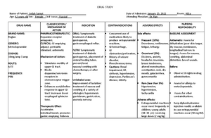 Gentamicin (Drug study) - DRUG STUDY Name: Espiritu Date of Admission ...