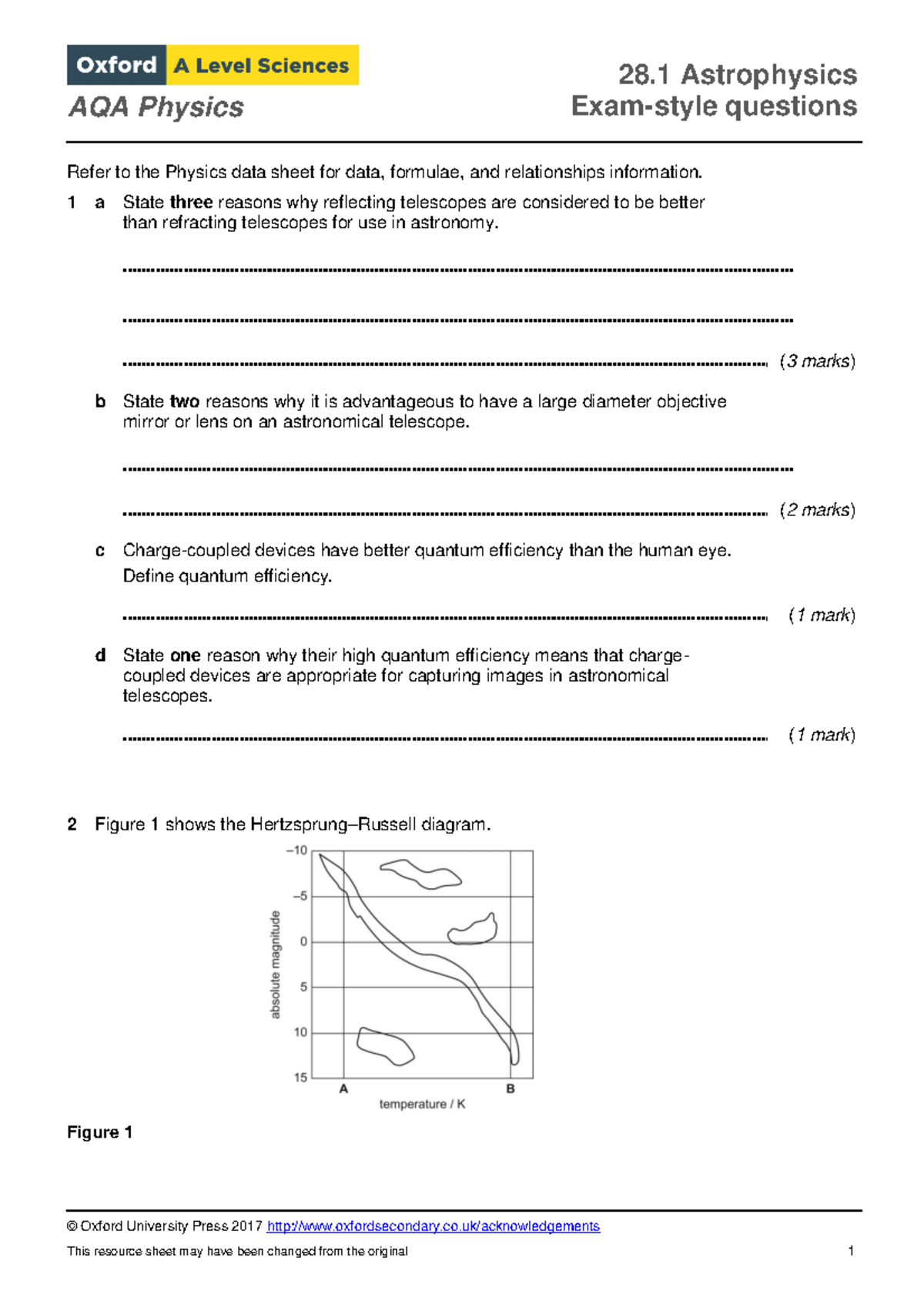 AQA Physics 28.1 Astrophysics Questions and Answers - Studocu