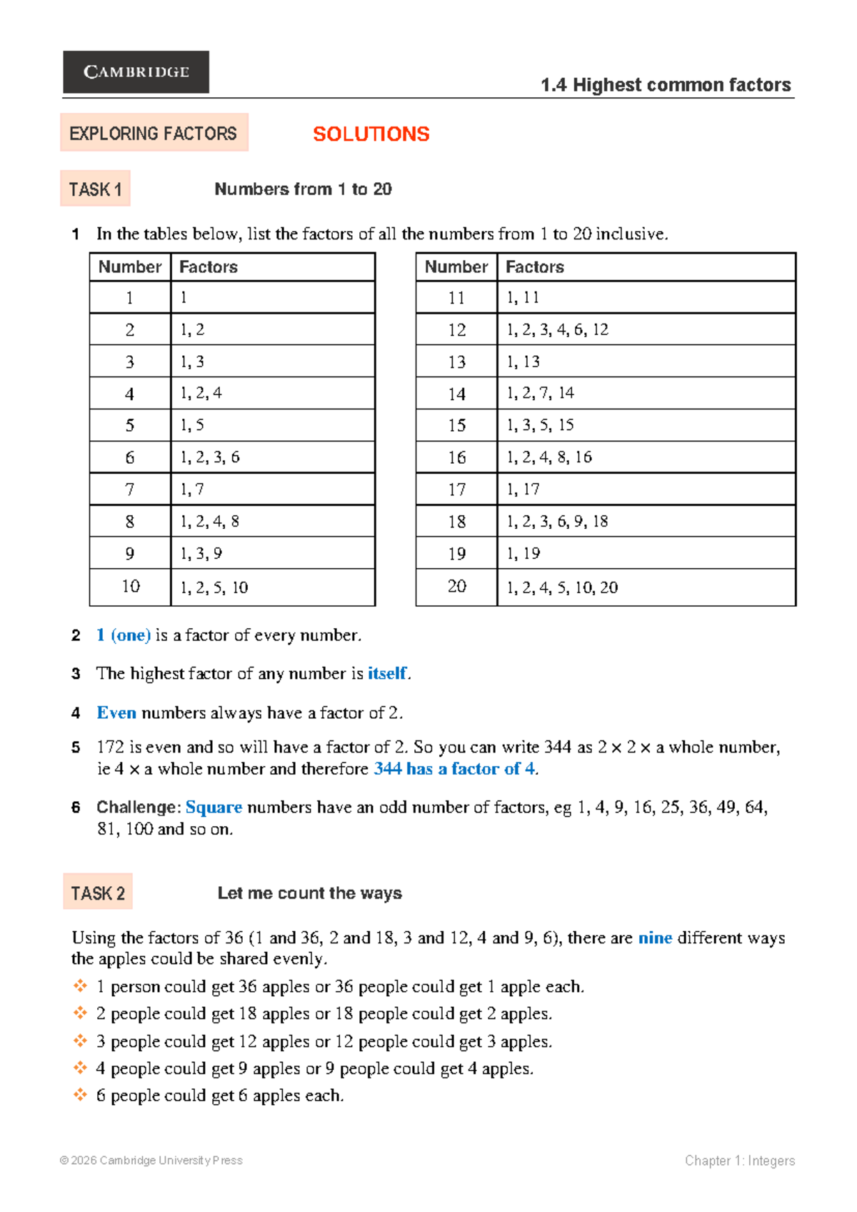 Worksheet 1 - HCF: Exploring Factors Solutions (Math 101) - Studocu