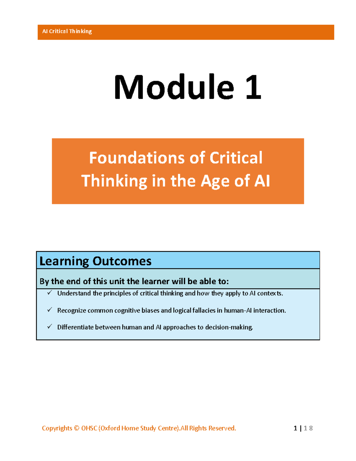 AI Critical Thinking Module 1: Foundations in the Age of AI - Studocu