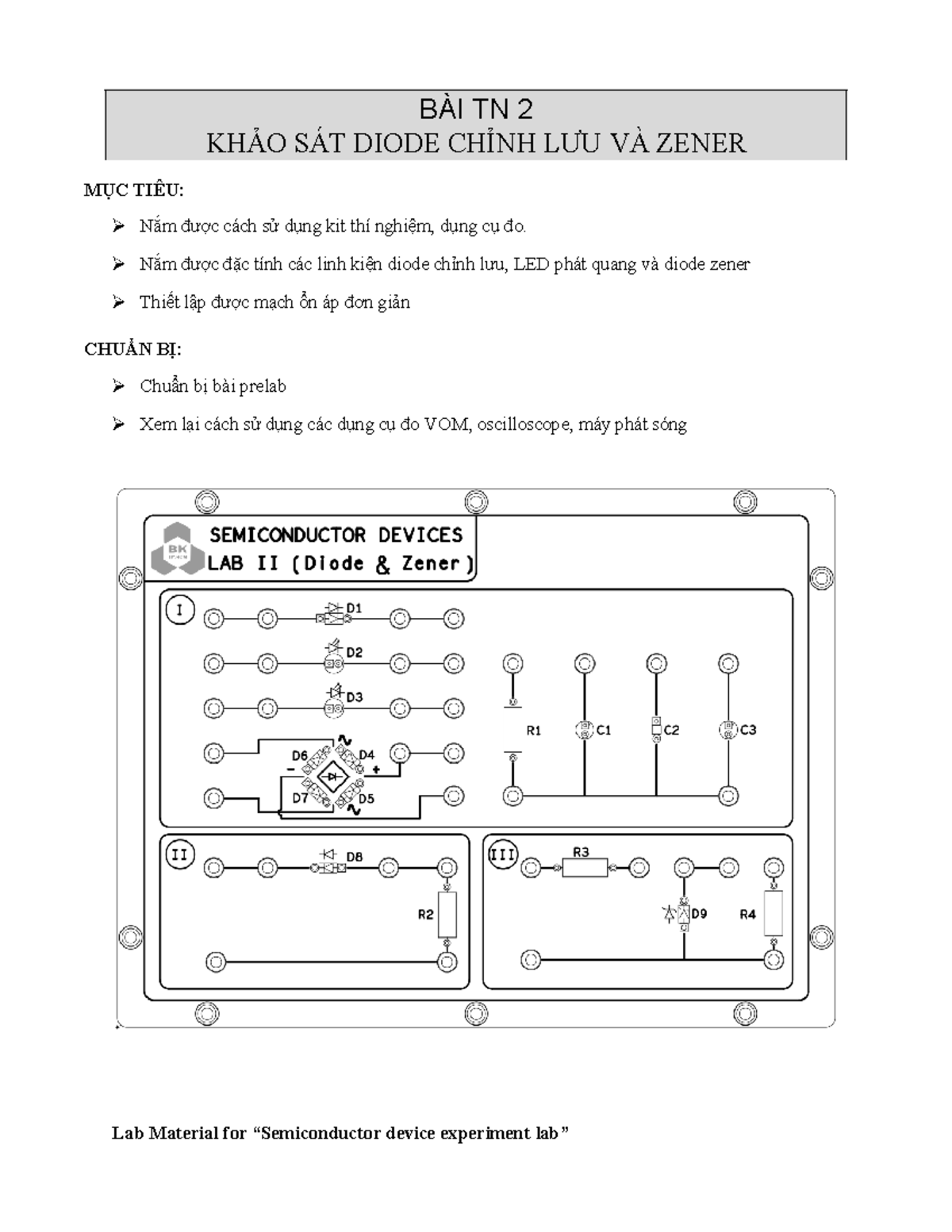 BÀI TN 2 KHẢO SÁT DIODE CHỈNH LƯU VÀ ZENER - LAB 2 - Studocu