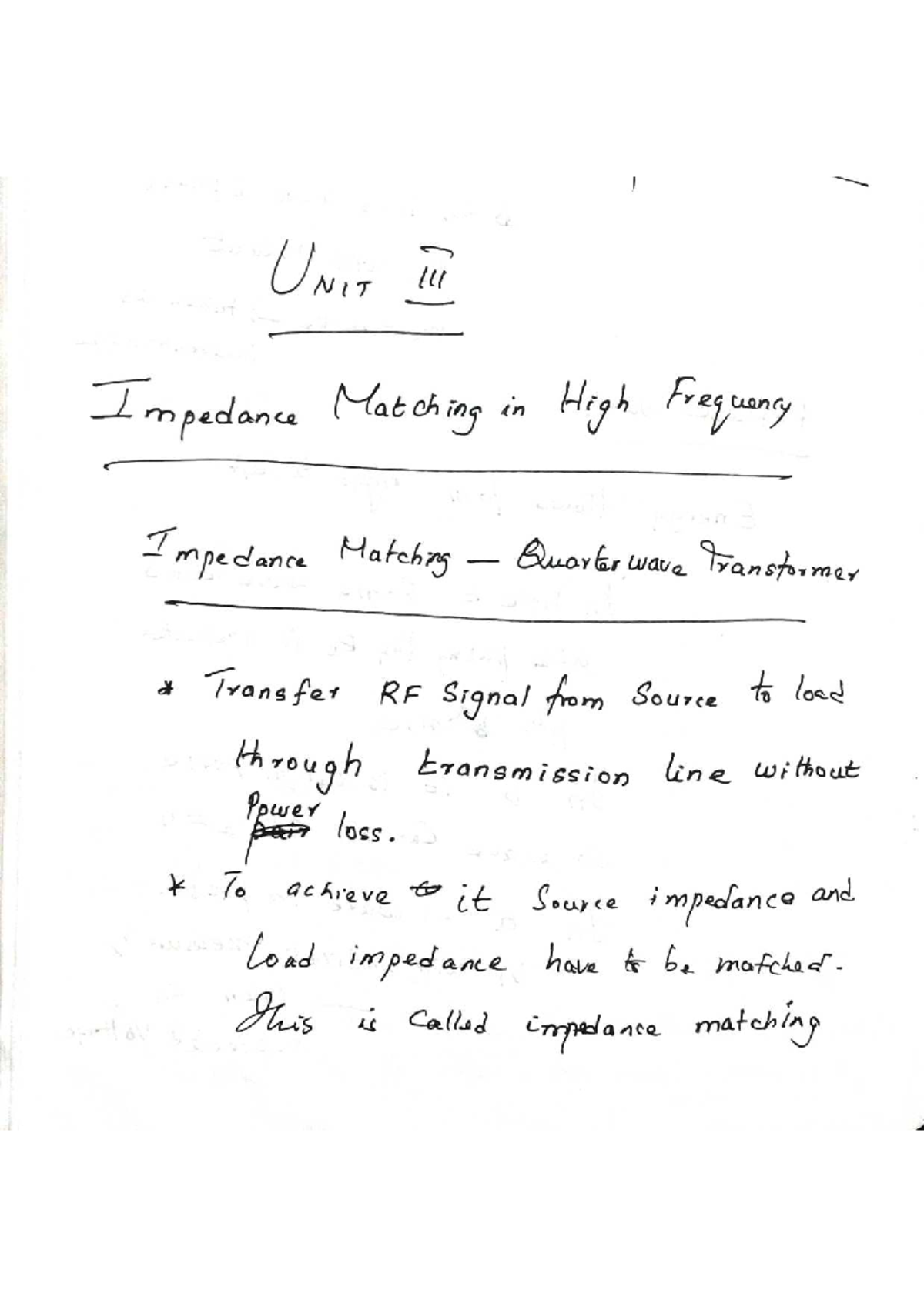 TLRF Unit 3 - Impedance Matching Techniques in RF Transmission Lines ...