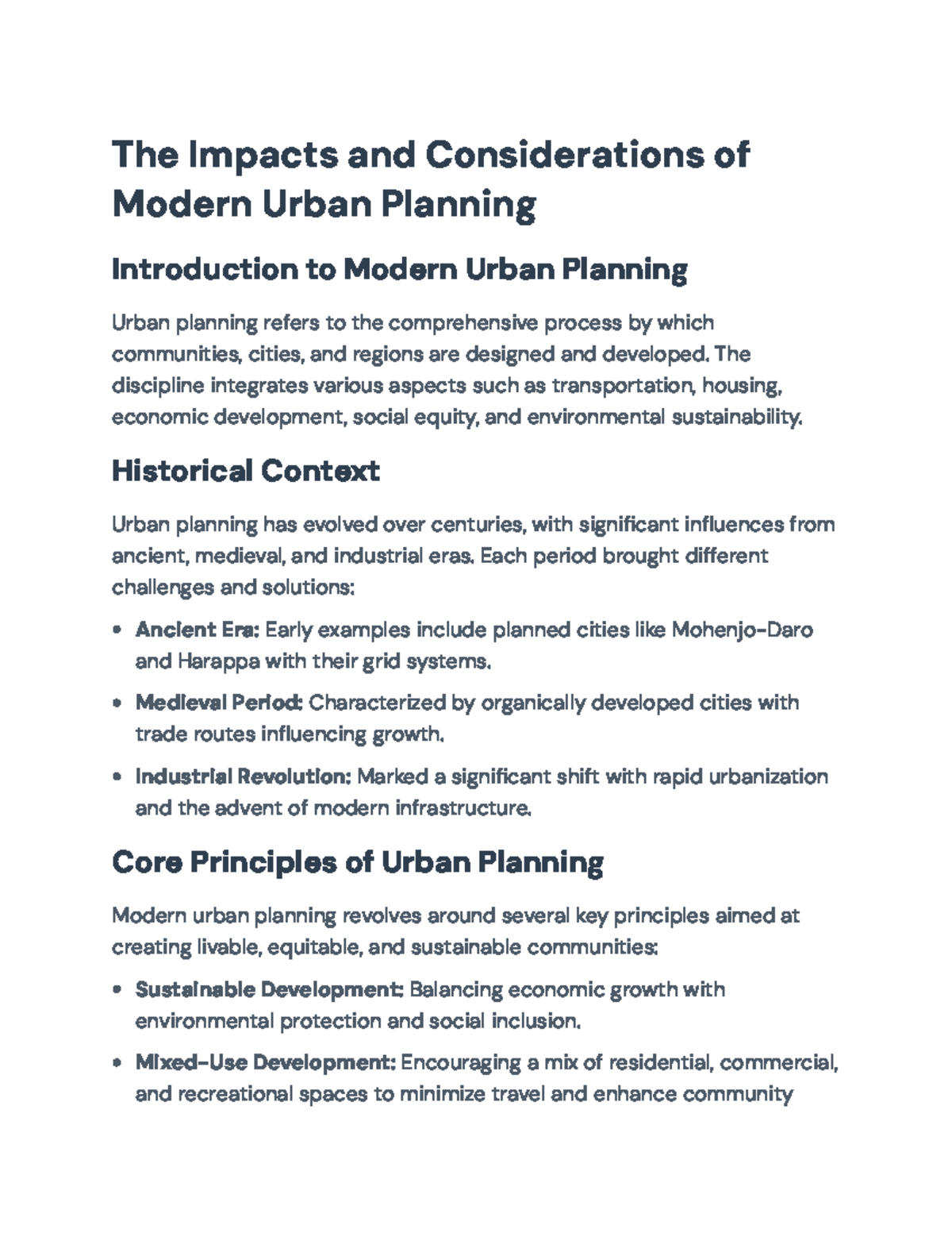 Modern Urban Planning: Principles, Challenges & Trends (MUP 101) - Studocu