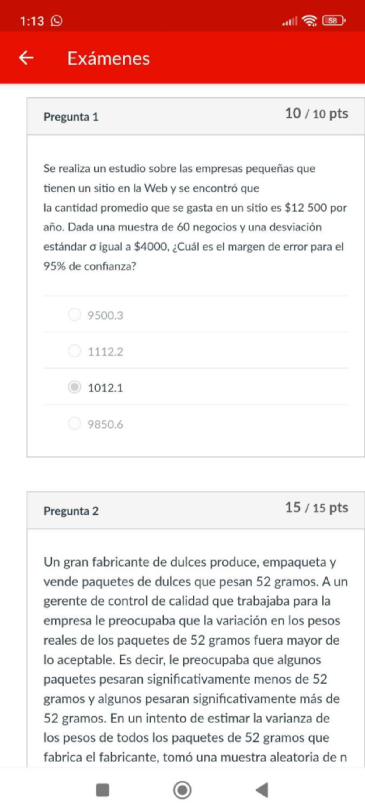 Exámenes de estadística inferencial 6: preguntas y respuestas - Studocu