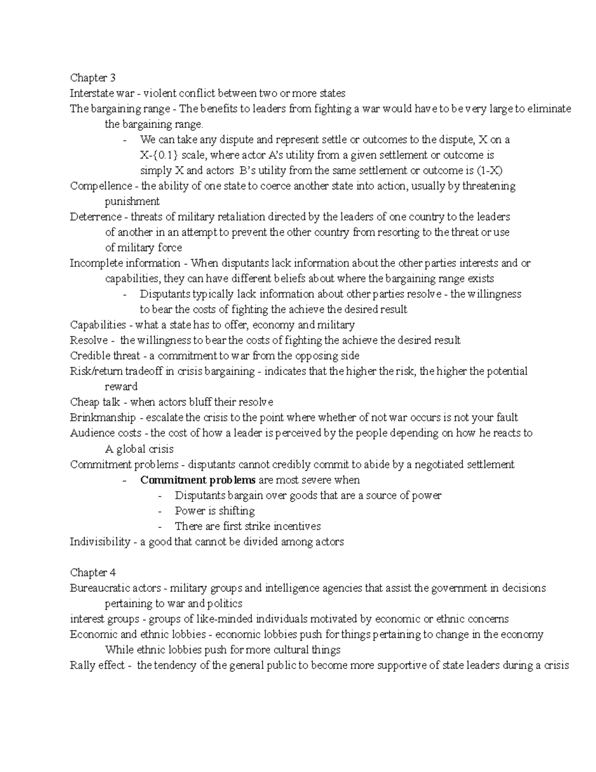Exam 2 study guide - Chapter 3 Interstate war - violent conflict ...