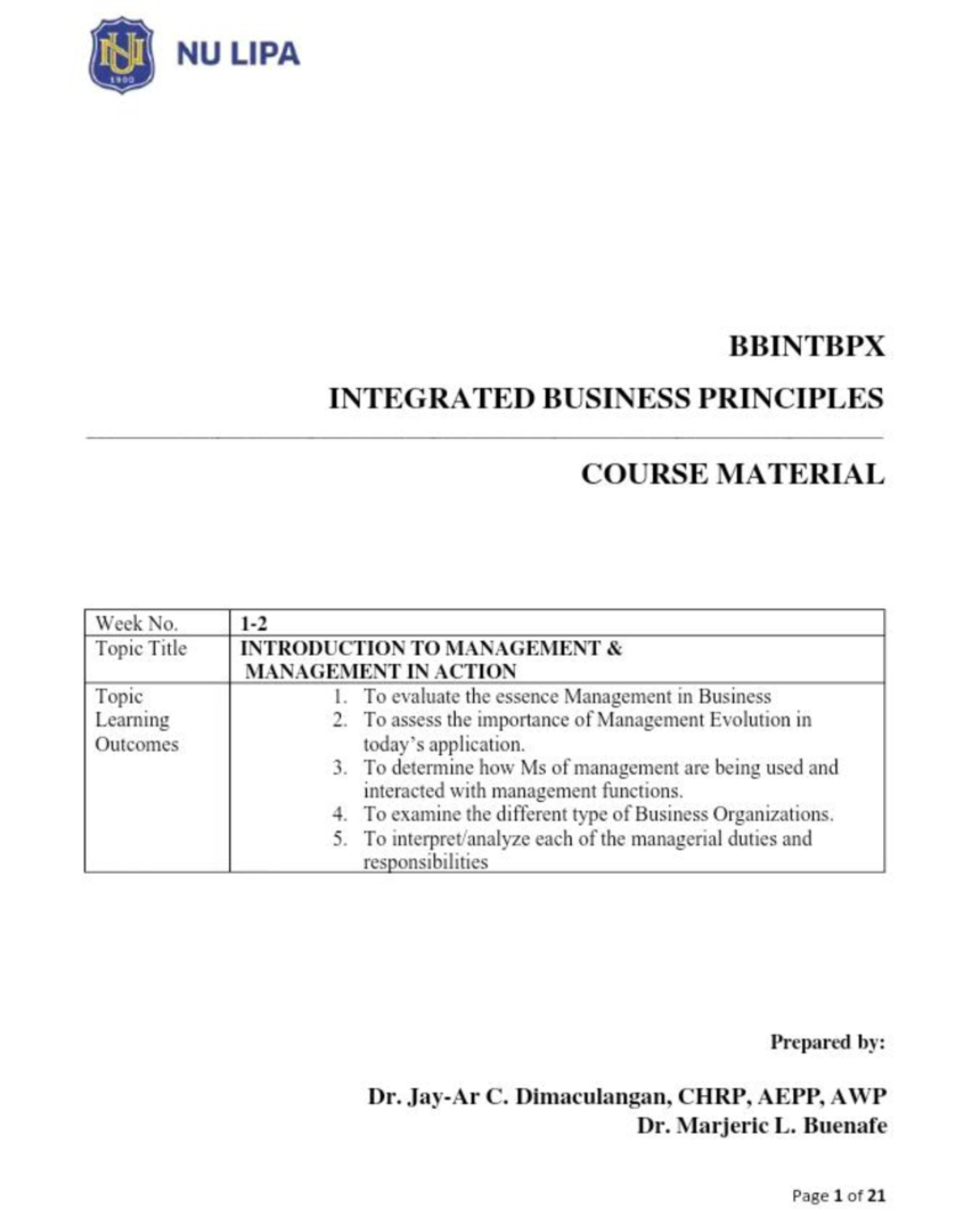 Integrated Business Principles - Study Guide and Course Material - Studocu