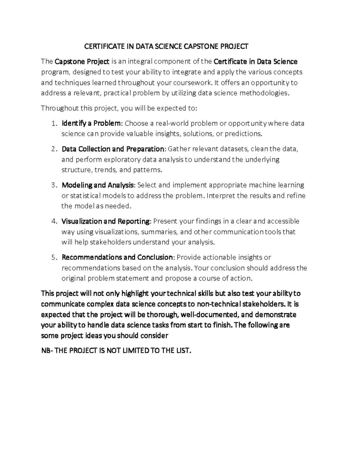 Certificate IN DATA Science Capstone Project - CERTIFICATE IN DATA ...