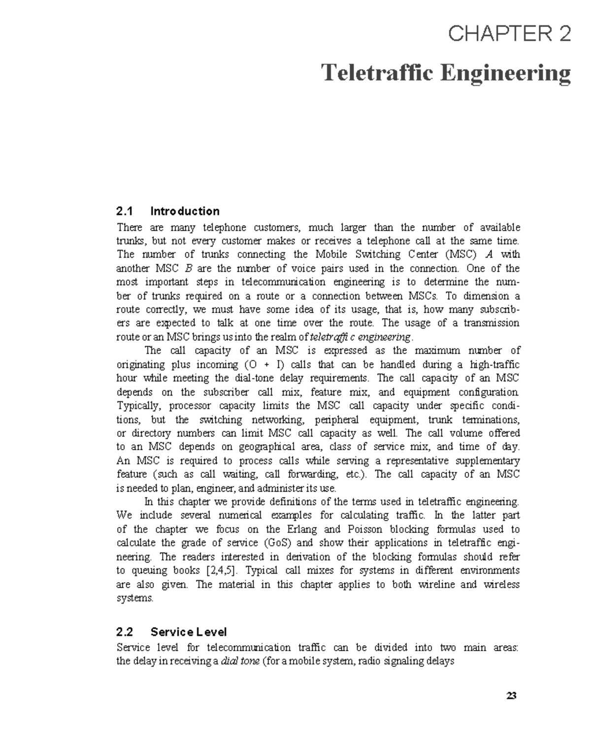 CHAPTER 2 - Teletraffic Engineering Overview and Key Concepts - Studocu